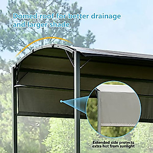 7' x 4.5' Grill Gazebo, Outdoor BBQ Canopy with Side Awning, Steel Double Tiered Grill Canopy Tent with Shelves and Hooks for Patio and Backyard, Gray