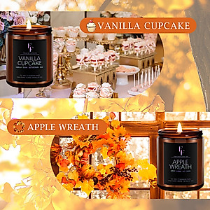 Fall Candles Set, Fall Scented Candles for Home, 4 Pack Natural Soy Autumn Candle, Fall Gifts for Women Men, Fall Fragrance of Pumpkin/Apple Wreath/Hello Fall/Vanilla Cupcake