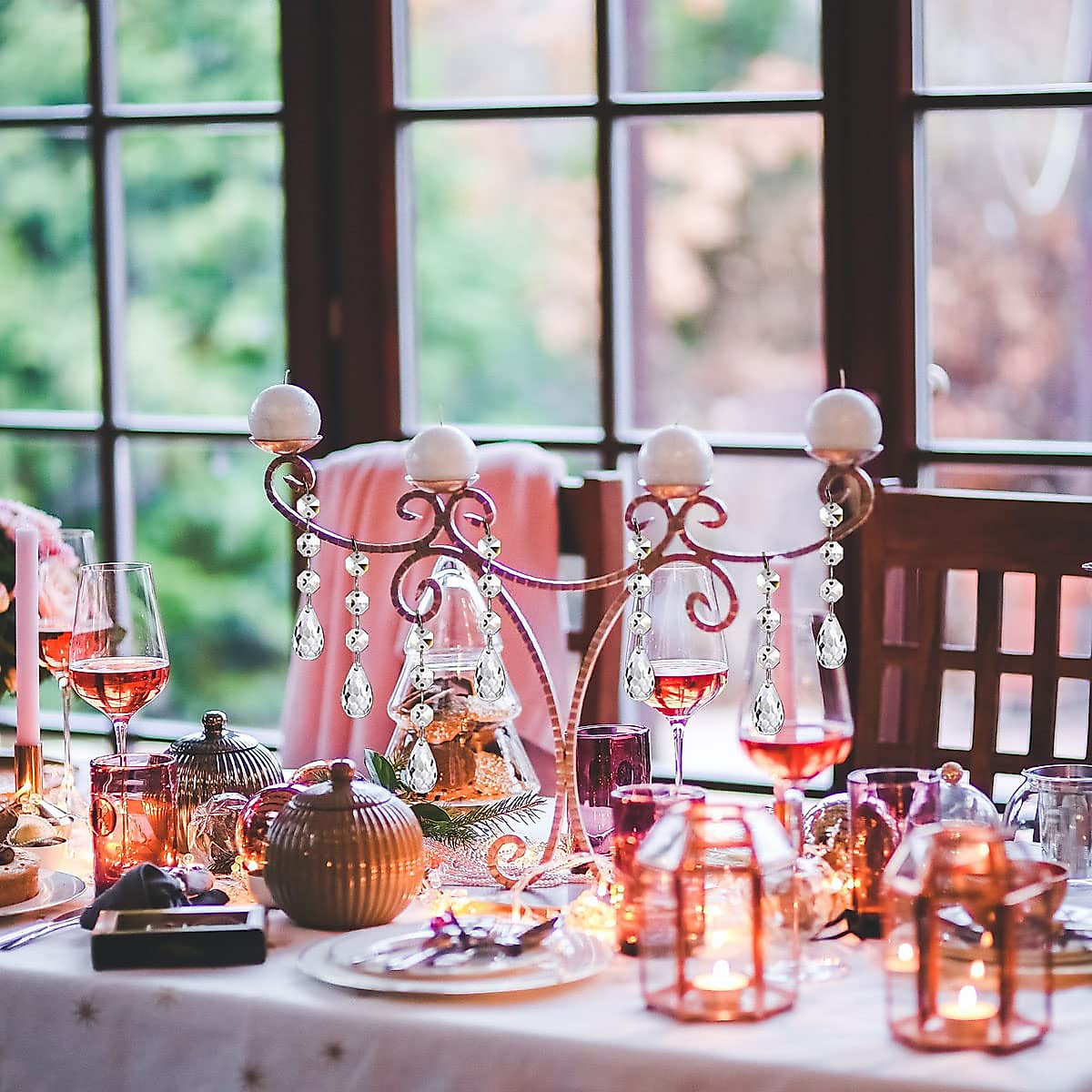 Christmas Ornaments Crystal Tree Decorations, 30Pcs Acrylic Clear Hanging Crystals for Centerpieces Teardrop Chandelier Garland Beads for Xmas Wedding Party home Decor