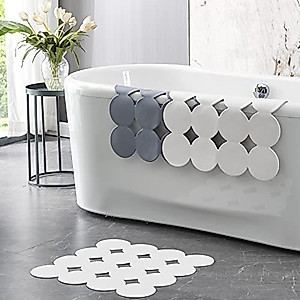 Webos Anti Slip Shower Mat: Natural Rubber Non Slip Bath Mat for Tub with Strong Suction Cups Bathtub & Tub Mats for Elderly and Kids Bathroom Square Shower Floor Stall matt (Grey, 21X21)