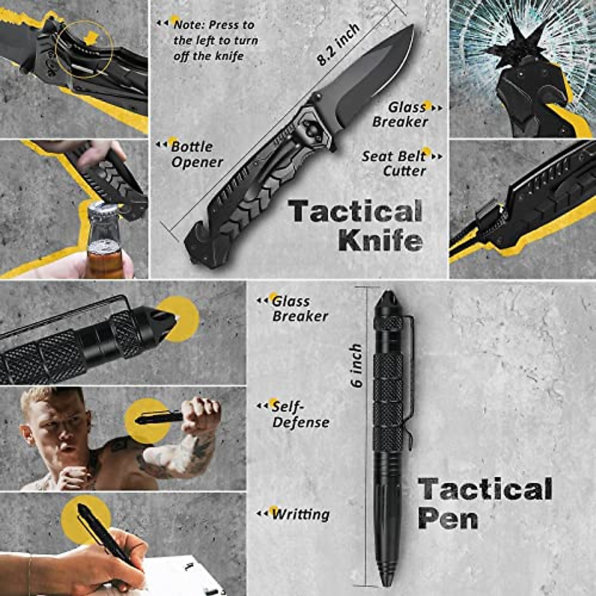 Gifts for Men Dad Husband, Survival Gear and Equipment 12 in 1, Survival Kit,LED Magnetic Pickup Tools for Men,Cool Gadgets Stuff for DIY Handymen Car