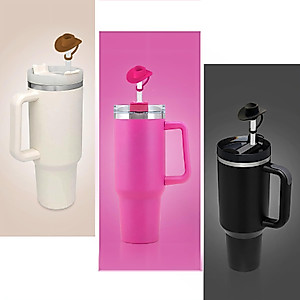 QUVIAE 3 Pack Cowboy Hat Straw Cover Cap for Stanley Cup 30&40 Oz 10mm Cowgirl Hat Silicone Straw Topper Protector Lid with Cute Funny Western Kids Accessories