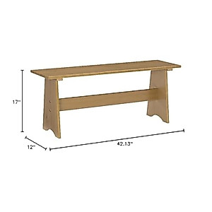 Linon Delk Pine Wood Large Backless Bench in Honey