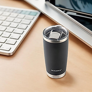 20 oz Tumbler with Lid 8/18 SS - Insulated Cup, Dishwasher Safe & Spill Proof Coffee Mug, Metal Hot Cold Small Car Water Cup, Mens Durable Design -Camping, Gyms,Studying - Easy Clean - Gray