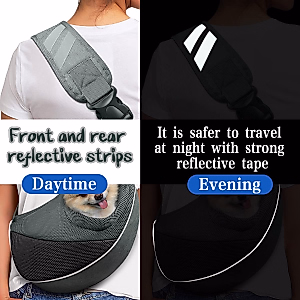 AOFOOK Dog Sling Carrier, Adjustable Puppy Sling Carrier, Pet Carrier Purse Dog Backpack Carrier Dog Carrying Bag Small Animal Carriers Cat Sling M Black