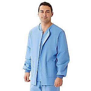 Medline AngelStat Unisex Snap-Front Warm-Up Scrub Jacket, Ciel Blue, Size Medium