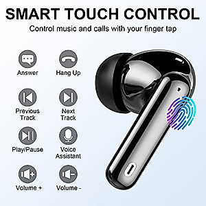 Wireless Earbud, Bluetooth 5.3 Headphones in Ear Stereo Bluetooth Earbuds Built in Mic, Wireless Earphones with LED Power Display and USB-C Charging, Mini Earbud with IP7 Waterproof and Touch Control