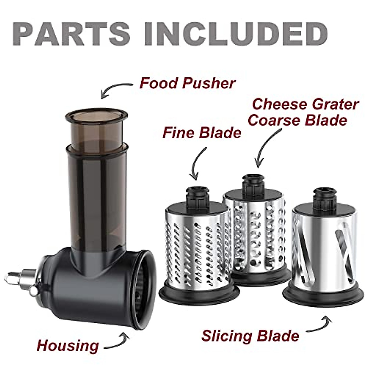 Slicer Shredder Attachments for KitchenAid Stand Mixer Cheese Grater Attachment for KitchenAid, Slicer Accessories with 3 Blades by InnoMoon