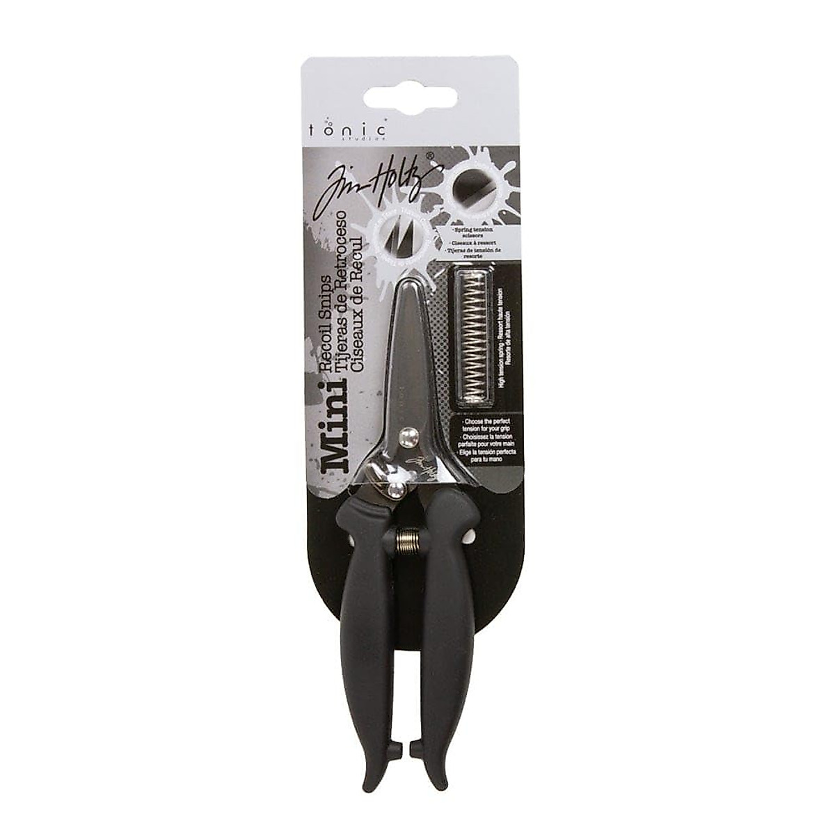 Tonic Studios Tim Holtz Recoil Scissors - Titanium Coated, Double-Beveled Blades, Black (6.7 Inch)