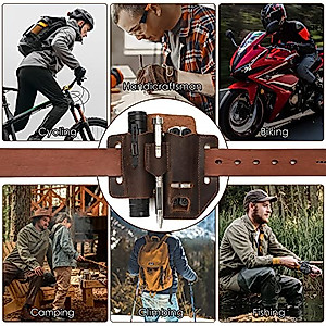 KEVANCHO Multitool Sheath for Belt, Leather Tool Pouch Belt Holster Bag, EDC Pouch Pocket Organizer Case for Knife, Flashlight, Tactical Pen, Camping and Outdoor, Valentines Day Gift for Him (Brown)