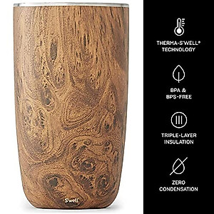 S'well Stainless Steel Wine Chiller - 750ml - Teakwood - Triple-Layered Vacuum-Insulated Container Designed to Keep Bottles Colder for Longer - BPA-Free Designer Barware Accessories