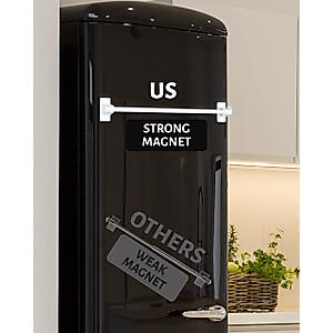 Skywin Magnetic Towel Holder for Refrigerator - 2 Pack Small Magnetic Curtain Rod for Metal Door with Adjustable Length - Fits Towels and Easily Attachable (White)