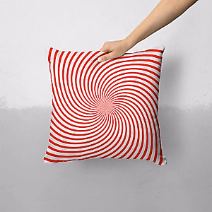 iiRov Red & White Hypnotic Swirl - Custom Decorative Home Decor Indoor or Outdoor Throw Pillow Cover Plus Cushion Set for Sofa, Bed or Couch (Pillow CASE Cover Plus Cushion)