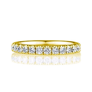MRENITE Solid 10K/14K/18K Yellow Gold 0.42 ct. t.w. Lab-grown Diamond Eternity Band for Women Round Diamonds Stackable Rings for Wedding Anniversary Engagement (F-G color, SI clarity)