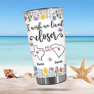 NAHOTICQ Personalized Bestie Mug - Friendship Gift For Bestie, Best Friends, Sisters - I Wish We Lived Closer Custom Name 3D Effect Tumbler - Long Distance Going Away Gifts For BFF, Friend, Women