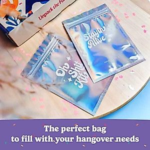 HOUSE OF PARTY Hangover Recovery Kit Bags - (4"x6") 10pcs Bachelorette Wedding Hangover Kit Supplies Hangover Gift Bags Printed Holographic Bags
