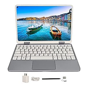 10.8 Inch 2 in 1 Laptop, Laptop 8+1TB Memory 360 Rotatable FHD Screen Efficient Portable with Touch Pen Keyboard for Office (8+1TB US Plug)