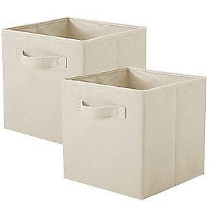 ShellKingdom Storage Bins, Foldable Fabric Storage Cubes And Cloth Storage Organizer Drawer For Closet And Toys Storage,2 Pack（Beige）