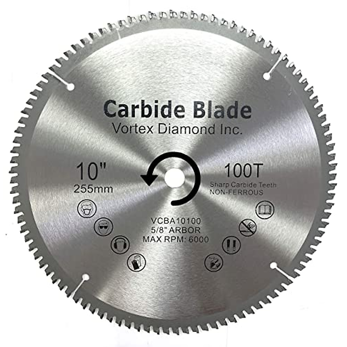 VORTEX DIAMOND VAB 10 Inch 100 Teeth TCT Non-Ferrous Metal Circular Saw Blade with 5/8" Arbor (10 Inch 100 Teeth)