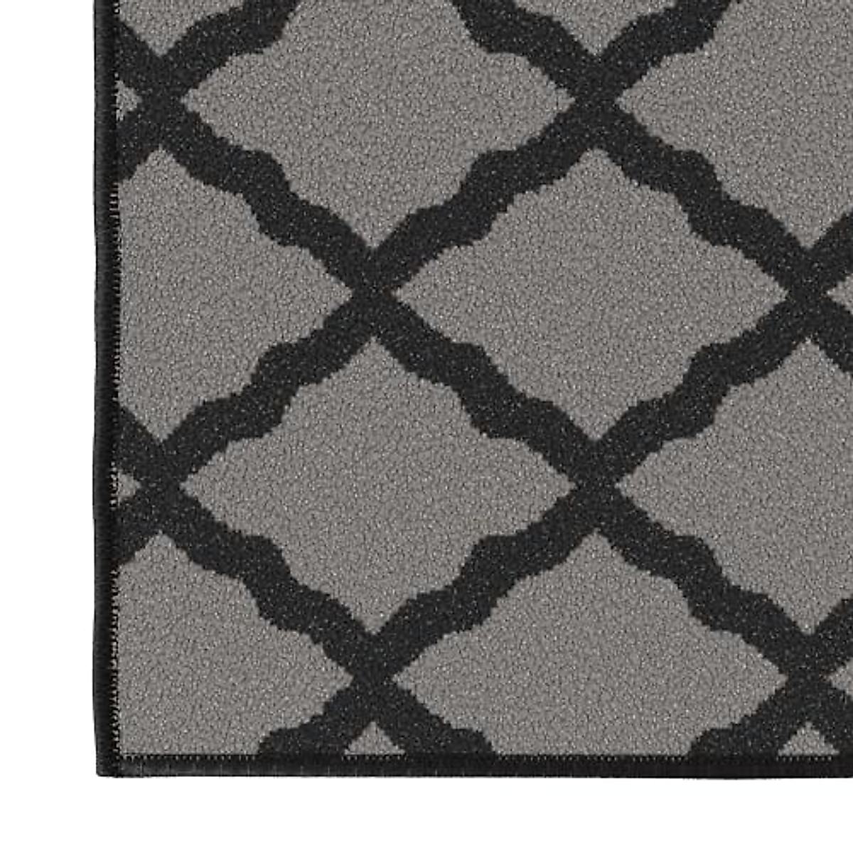 Machine Washable Moroccan Trellis Design Non-Slip Rubberback 2x5 Traditional Indoor Runner Rug for Hallway, Kitchen, Bedroom, Entryway, 20" x 59", Dark Gray