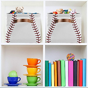 Storage Basket Cube Baseball Laces Large Collapsible Toys Storage Box Bin Laundry Organizer for Closet Shelf Nursery Kids Bedroom,15x11x9.5 in,1 Pack