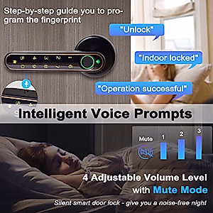 Seculiving Fingerprint Door Lock, Bedroom Biometric Thumb Print Door Knobs for Homes/Master Room/Garage/Office, Silent Digital Indoor Door Handle with Keypads & Keys
