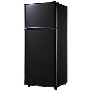 OOTDAY Compact Refrigerator, Double Door Mini Fridge, 7-LEVEL Refrigerator with Freezer, 3.5 Cu Ft, For Home, Office, Dorm, Garage or RV(Black)