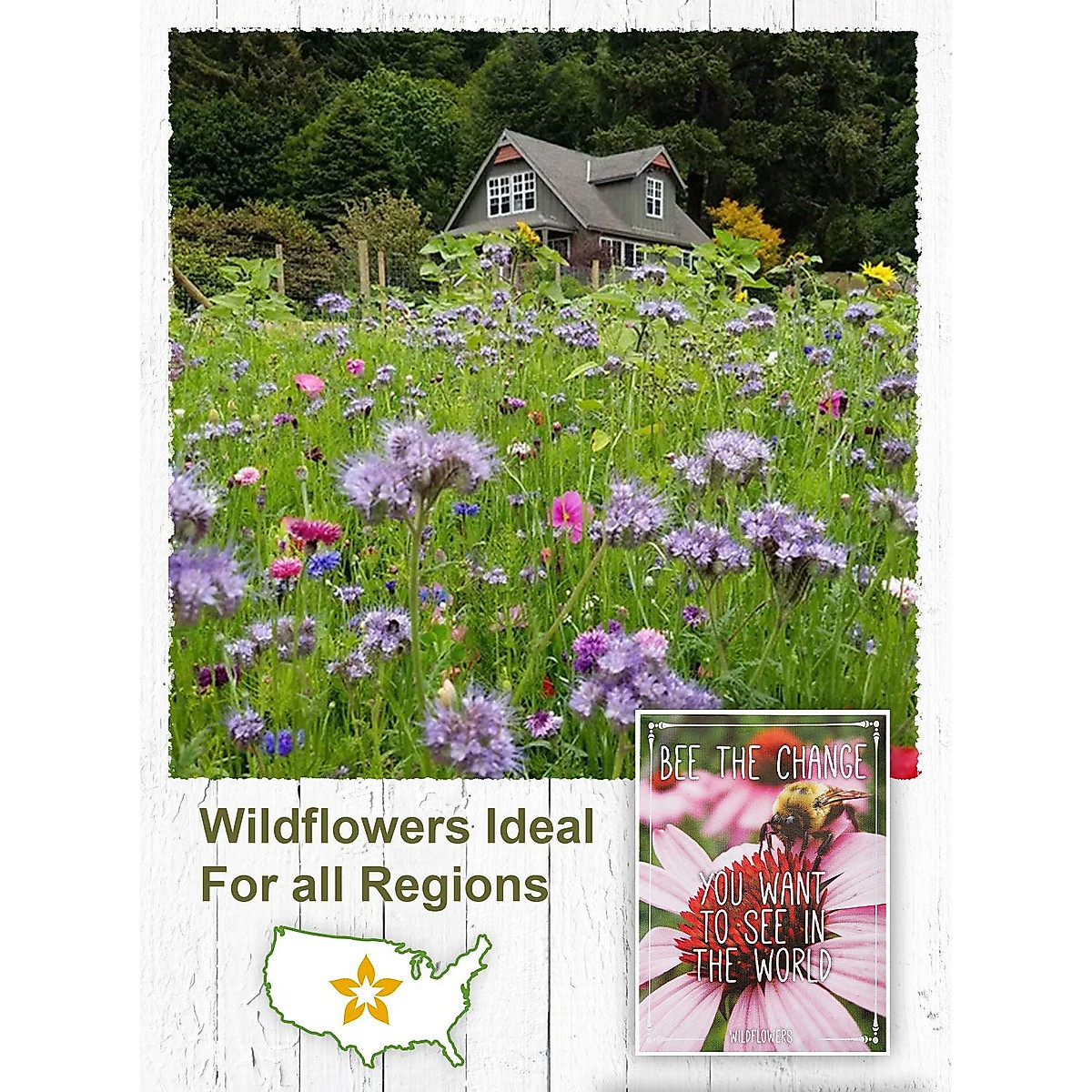 American Meadows Wildflower Seed Packets ''Bee The Change'' Party Favors (Pack of 20) - Pollinator Wildflower Seed Mix to Attract Hummingbirds, Bees, and Butterflies, Party Favor for Any Occasion