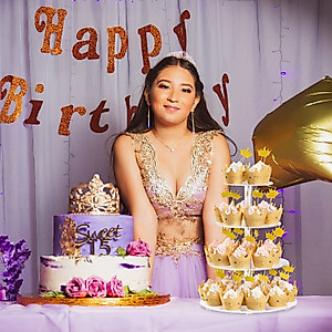 Lilezbox Cupcake Stand 12 Inch Round Clear 4-Tier Cake Holder, Acrylic Cupcake Display Stand, Dessert Tower Pastry Stand,for Party & Catering Event