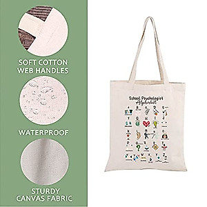 MBMSO School Psychologist Canvas Tote Bag Thank You Gift for School Psychologist School Psych Shopping Bag Book Bag End of Term Gift (School Psychologist Tote)