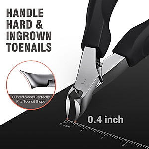 TOMEEM Toenail Clipper Pedicure Tool - Professional Podiatrist Toe Nail Cutter for Thick & Ingrown Nails, Sharp Curved Blade for Men, Women & Seniors