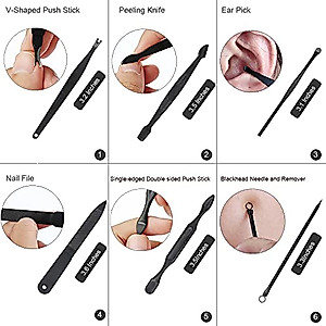 ZIZZON Manicure Set 18 in 1 Professional Pedicure Set Nail scissors Grooming Kit with Leather Travel Case (Black/Yellow)