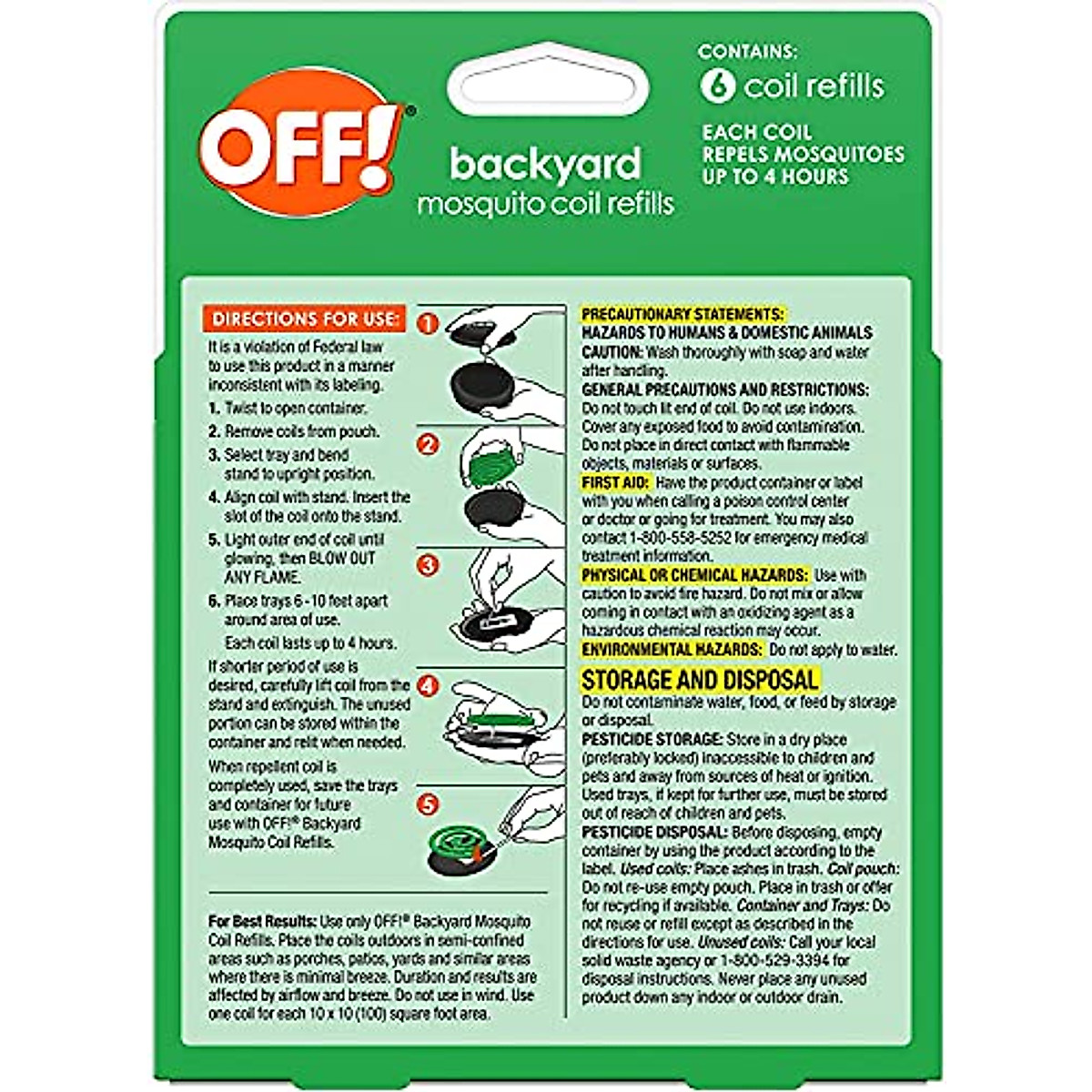 OFF! Mosquito Coil Refills, 6 CT (Pack of 3)