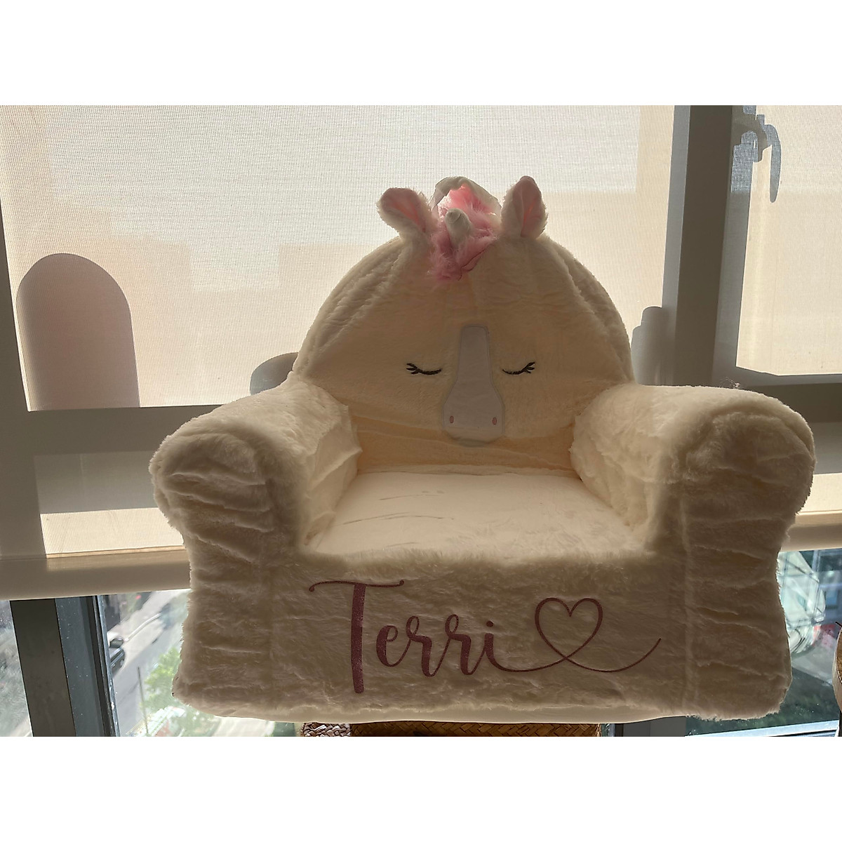 Personalized Cozy Pink Unicorn Kids Chair| Furry Toddler Memory Foam Room Decor| Boys Girls Playroom Bedroom Animal Sofa Chair| Add Name for Extra Cuteness| Cozy Pink Unicorn Chair