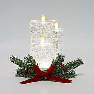 Christmas Tabletop Decor, Snow Globe Water Spinning LED Lighted Candles, Battery Operated (not Included) (6.8" H x 4.8" W x 4.8" D) by Moments in Time
