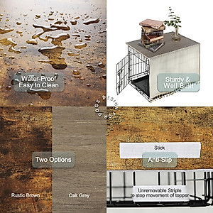 VIE DE AMAN Dog Crate Topper Wood for 48 42 36 24 inch Cages, Dog Crate Table Topper with Tassel Curtain, Rustic Style Dog Kennel Topper, Rustic Brown(Dog Crate Not Include)