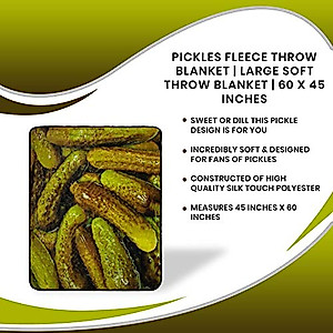 Pickles Fleece Throw Blanket | Large Soft Fleece Pickle Blanket | Food Blanket Soft Blankets and Throws | Officially Licensed Pickle Throw Blankets | Measures 60 x 45 Inches