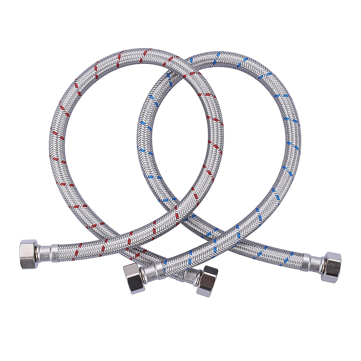 ARCORA 16-Inch Length Faucet Hose Connector Braided Stainless Steel cUPC Supply Lines 1/2-Inch FIP x 1/2-Inch FIP Faucet Hose Replacement 1 Pair