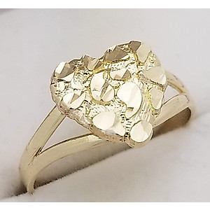 10k Gold Solid Nugget Ring Gold Heart Ring