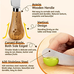 Standing Cheese Butter Spreader Knife Set 4 PCS Charcuterie Accessories Stainless Steel Vertical Spreader Knives with Wooden Handle Charcuterie Board Utensils for Cold Butter Peanut Butter Jam Fruit