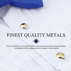HAWSON Cuff links Mens and Studs Tuxedo Set Gold Color with Platinum Finish Two Cufflinks for mens with Six Shirt Studs Wrapped in Stylish Velvet Gift Bag
