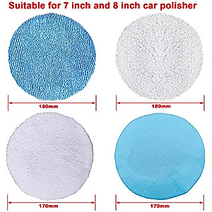 SIQUK 24 Packs Polishing Bonnet Pads (7 to 8 Inches) Including 12 Packs Microfiber Car Polishing Bonnet 4 Packs Waxing Bonnet 6 Packs Non-Woven Buffing pad and 2 Packs Cotton Bonnet for Car Polisher
