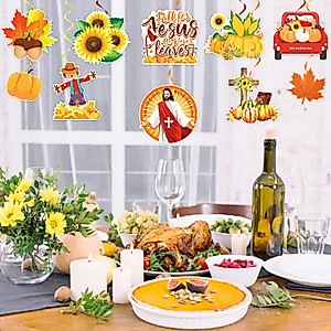 40 Pcs Fall For Jesus He Never Leaves Hanging Decorations, NO-DIY Fall Party Decorations Hanging Swirls, Christian Fall Decorations Whirls Glitter Foil Ceiling Swirls