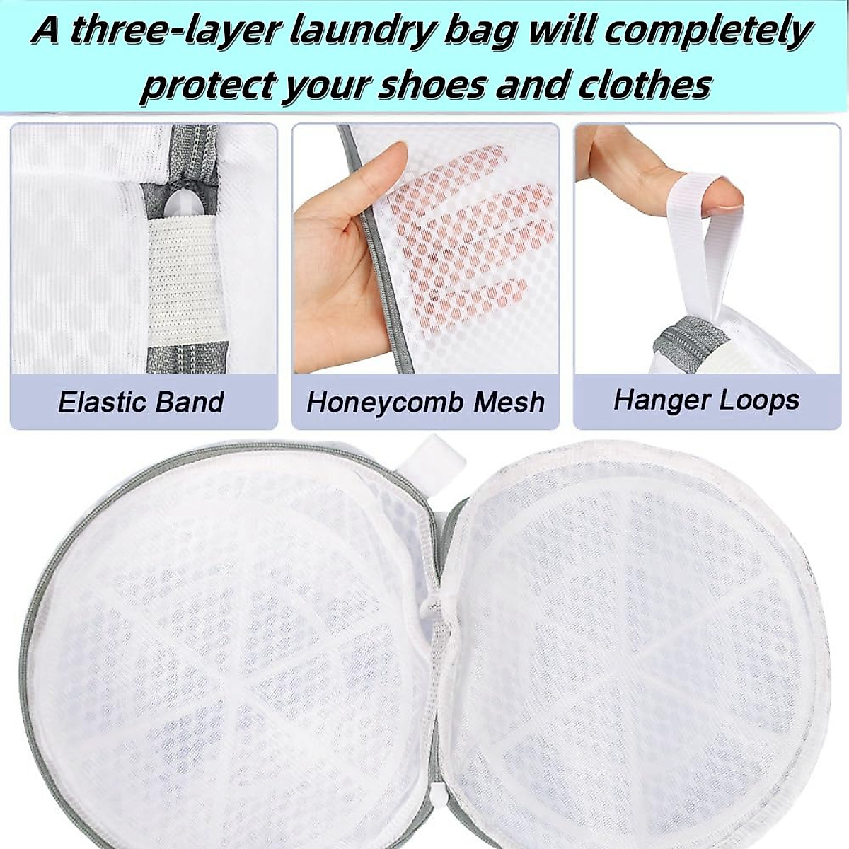 Generic 2 Pack（ 8.27 x 13.78 Inch） Mesh Laundry Bags for Delicates - Versatile Shoe & Clothing Washing Bag - Prevents Tangles - Time-Saving Solution, white, 21*35