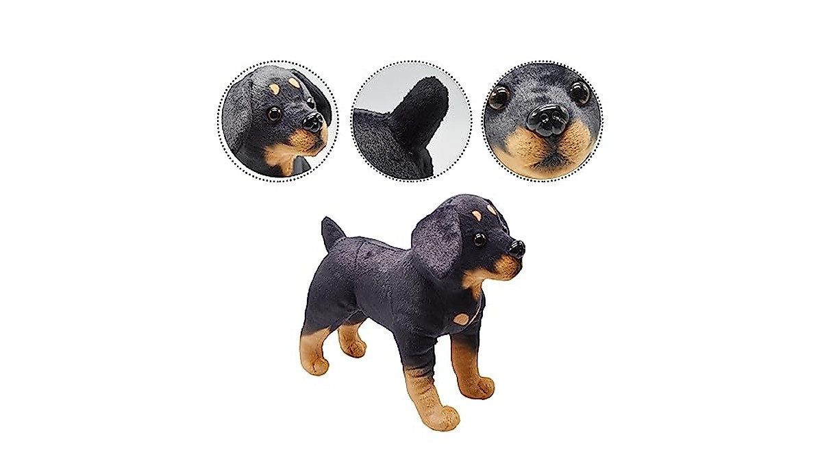 Realistic Rottweiler Plush Toy – 12-inch Soft Dog Gift for Kids