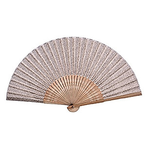 Salutto Hand Fan with Beautiful Fabric Printed (Coffee)