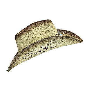 Western Toyo Straw Cowboy Hat, Shapeable w/Stylish Beaded Concho Band