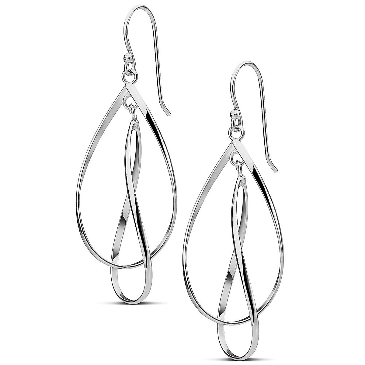MILLA Teardrop Earrings - Designer Silver Statement Earrings or Gold Dangle Earrings for Women Trendy Upscale Dangly Earrings (Double Teardrop/Sterling Silver Plated)