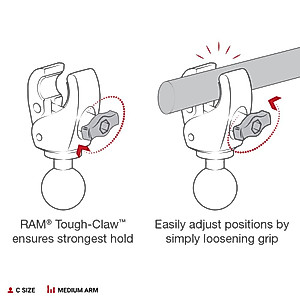 RAM MOUNTS RAP-400-202U Tough-Claw Trolling Motor Stabilizer with Medium Arm