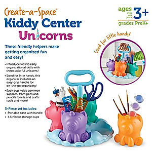 Learning Resources Create-a-Space Kiddy Center Unicorns, 5 Pieces, Ages 3+, Classroom Supplies, School Supplies for Teachers, Caddy Organizer, Classroom Organizers